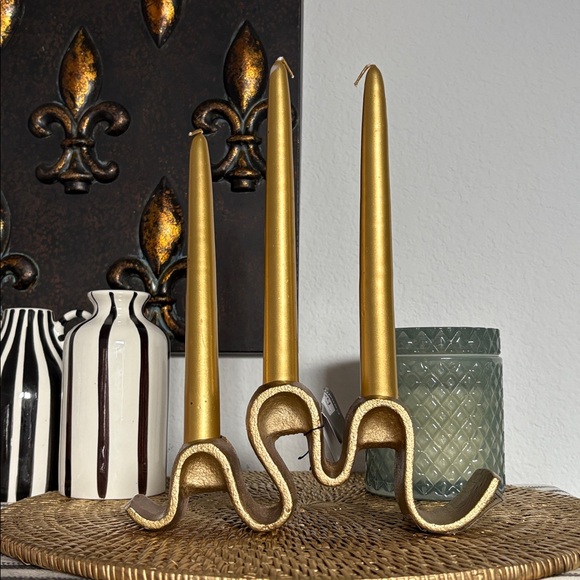 Accents | Golden Cast Iron Ribbon Taper Candelabra | Poshmark